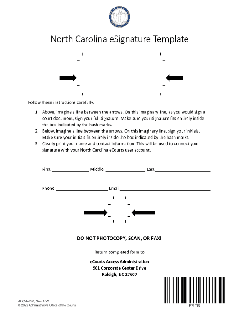 Fillable Online North Carolina eSignature Template Fax Email Print ...