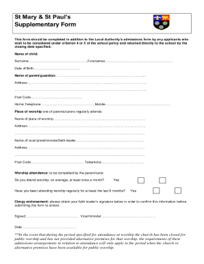 Fillable Online Supplementary Form - Knowsley Fax Email Print - pdfFiller