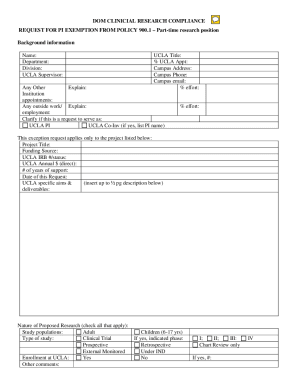 Fillable Online PI Exception Form - Part-Time Researchers Fax Email ...