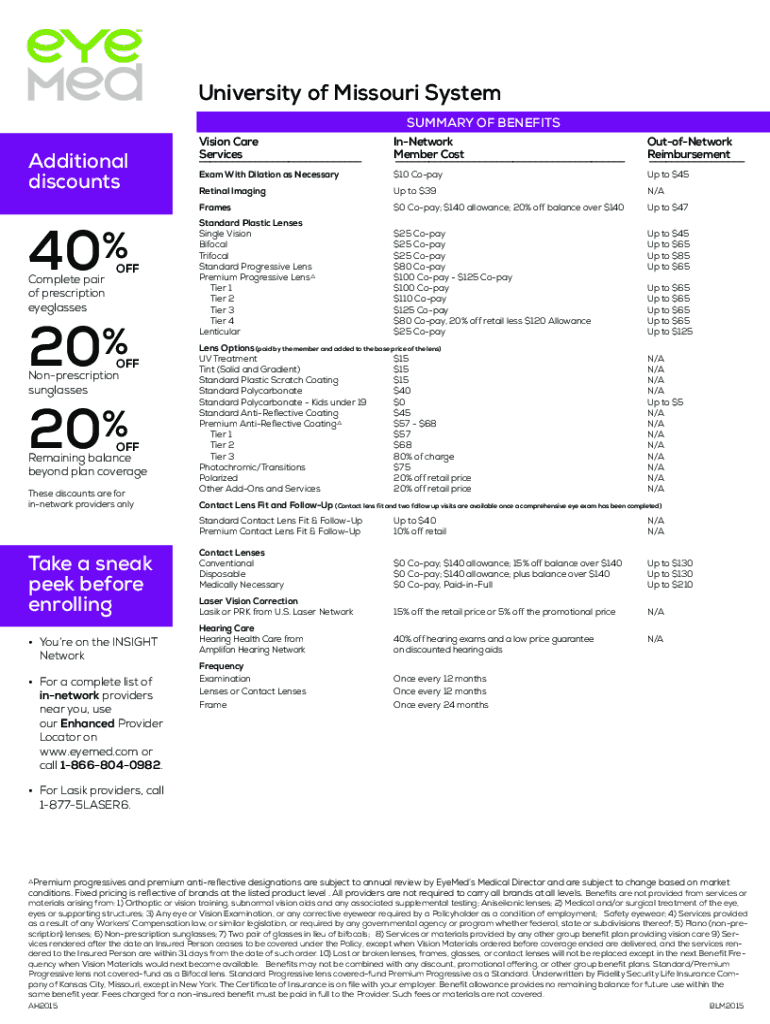 Fillable Online EyeMed Vision Insurance SnapshotUM System. Brief ...