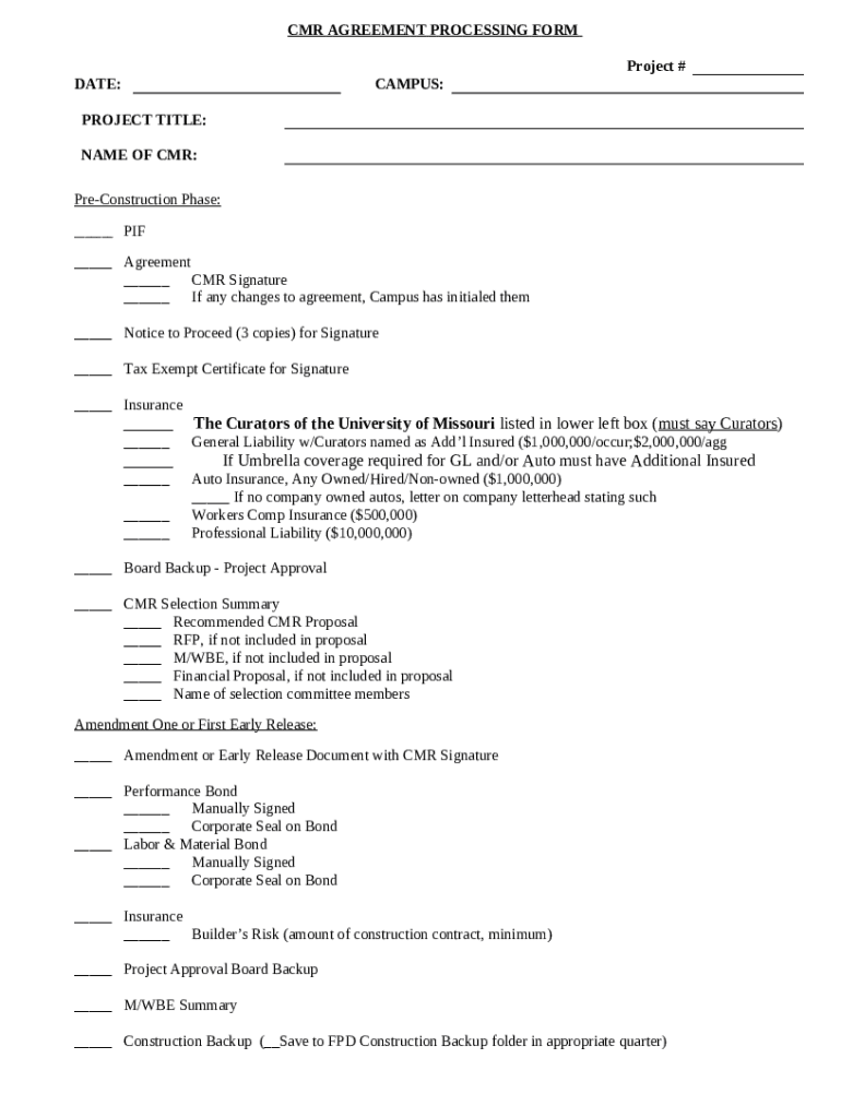CMR AGREEMENT FOR PRECONSTRUCTION AND CONSTRUCTION PHASE ...