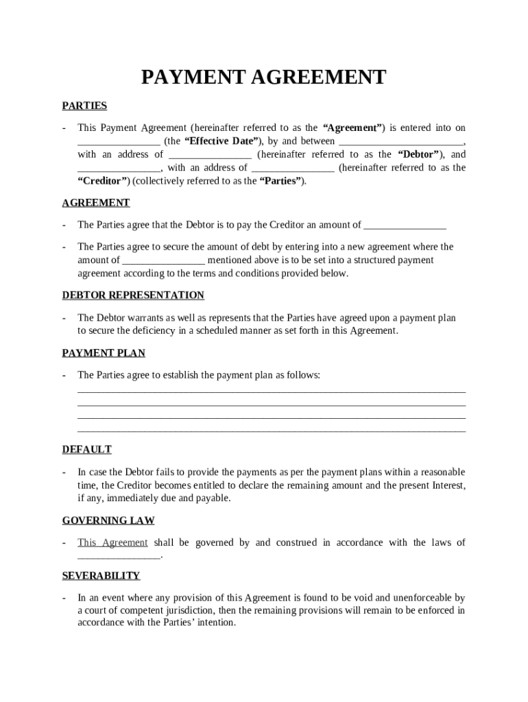 Free Payment Agreement Template - SignaturelyFree Payment Agreement ...