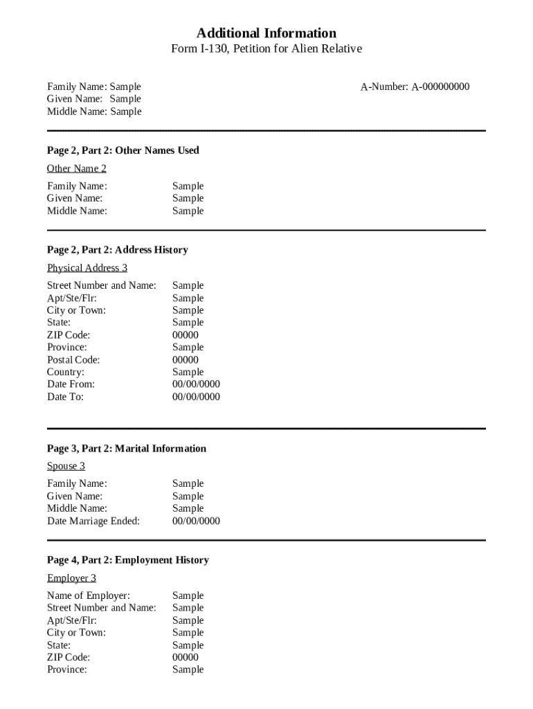 Sample I-130 - Petition for Alien Relative - Immihelp Doc Template ...