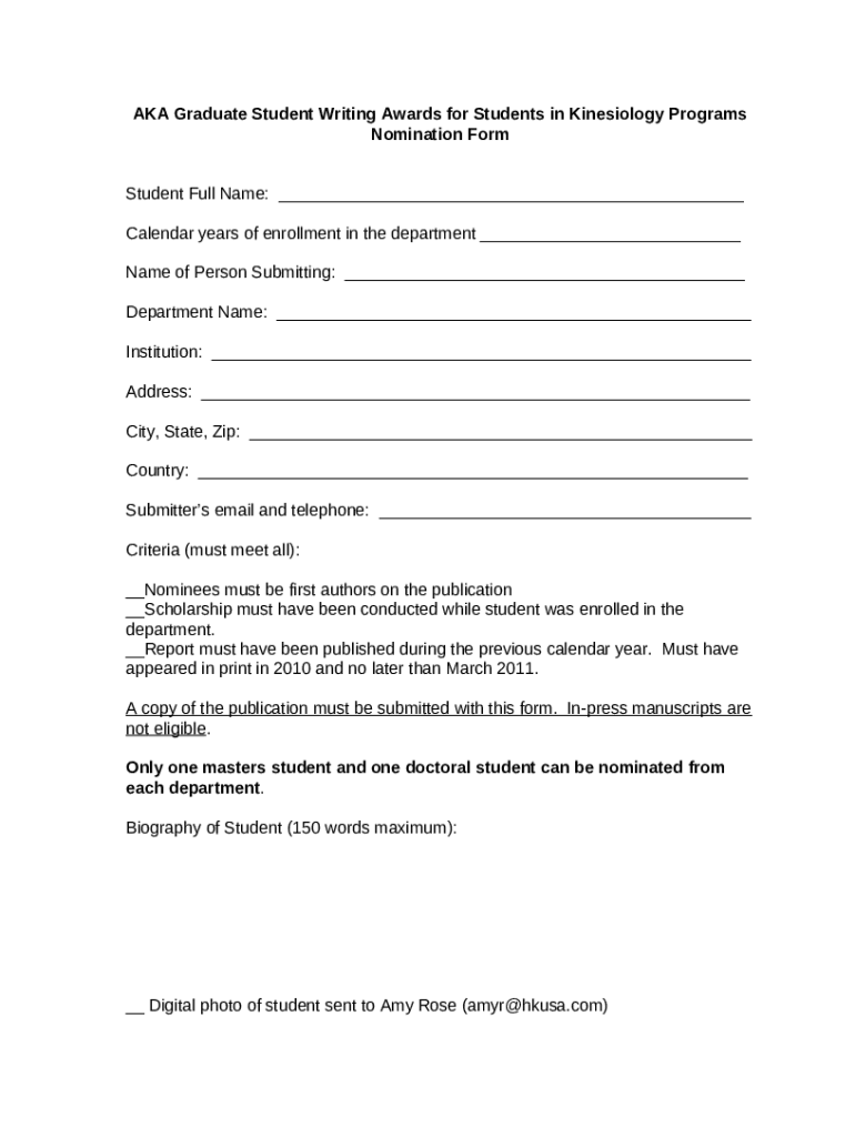 Online AKA Graduate Student Writing Awards for Students in ... Doc ...