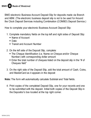 Fillable Online Bmo Deposit FormFill Out Printable PDF Forms Online Fax ...