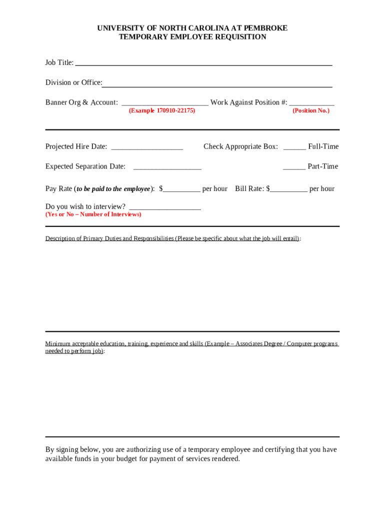 Temporary Contractual HiringThe University of North Carolina at ...