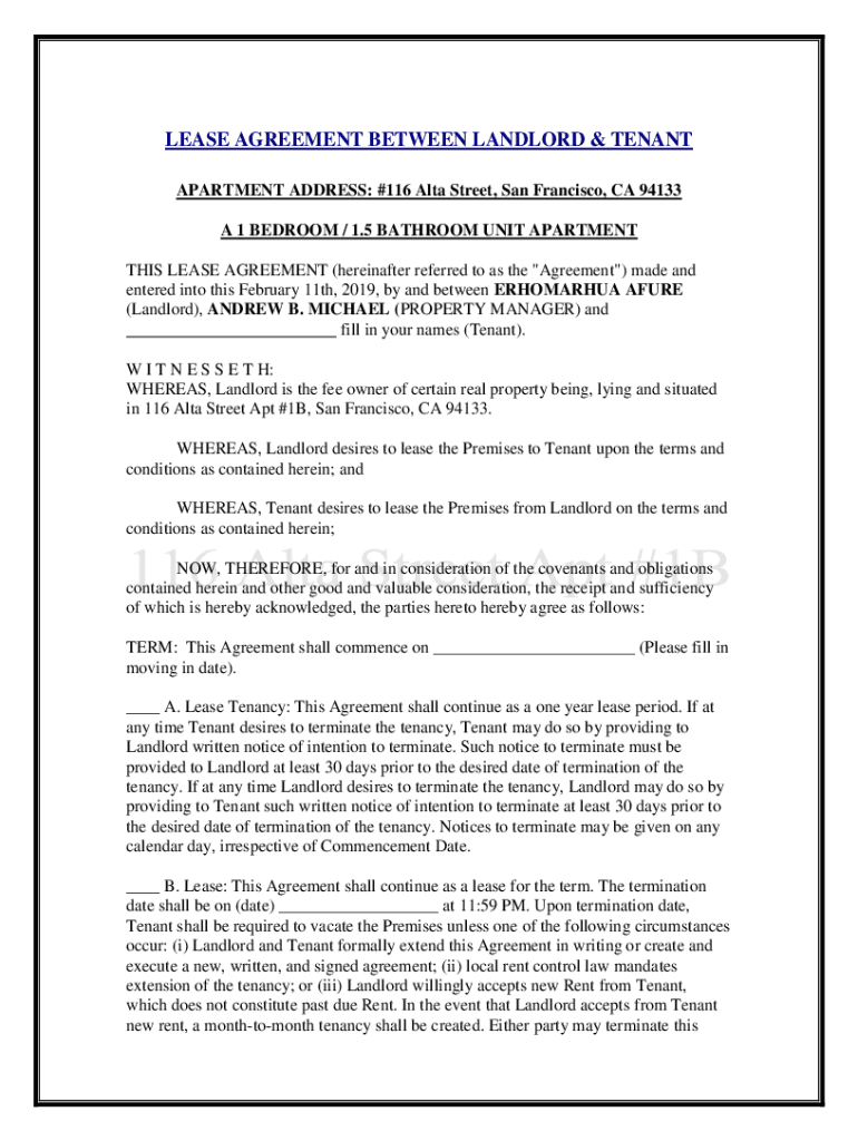 Fillable Online LEASE AGREEMENT BETWEEN LANDLORD & TENANT - DocDroid Fax Email Print - pdfFiller