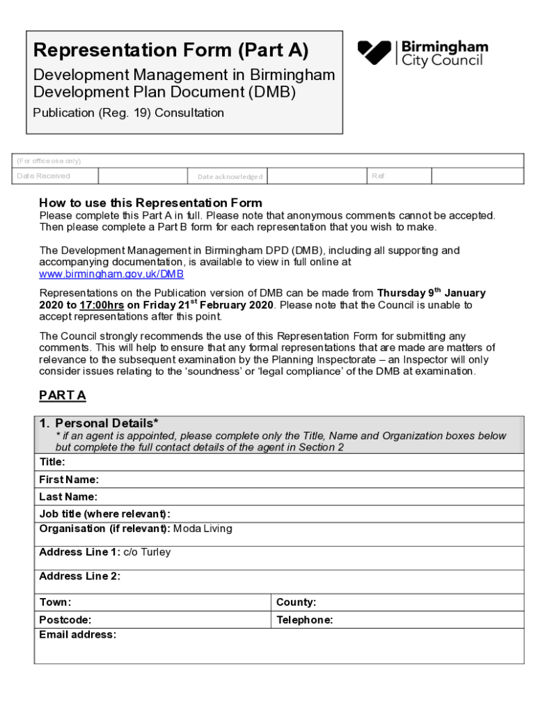 Fillable Online Representation Form (Part A) Fax Email Print - pdfFiller