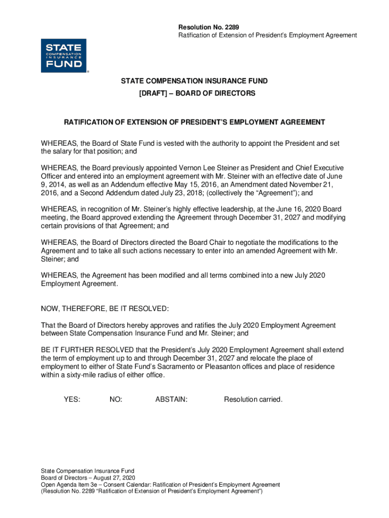 Fillable Online 5.12 Board Resolution Approving an Employment ...