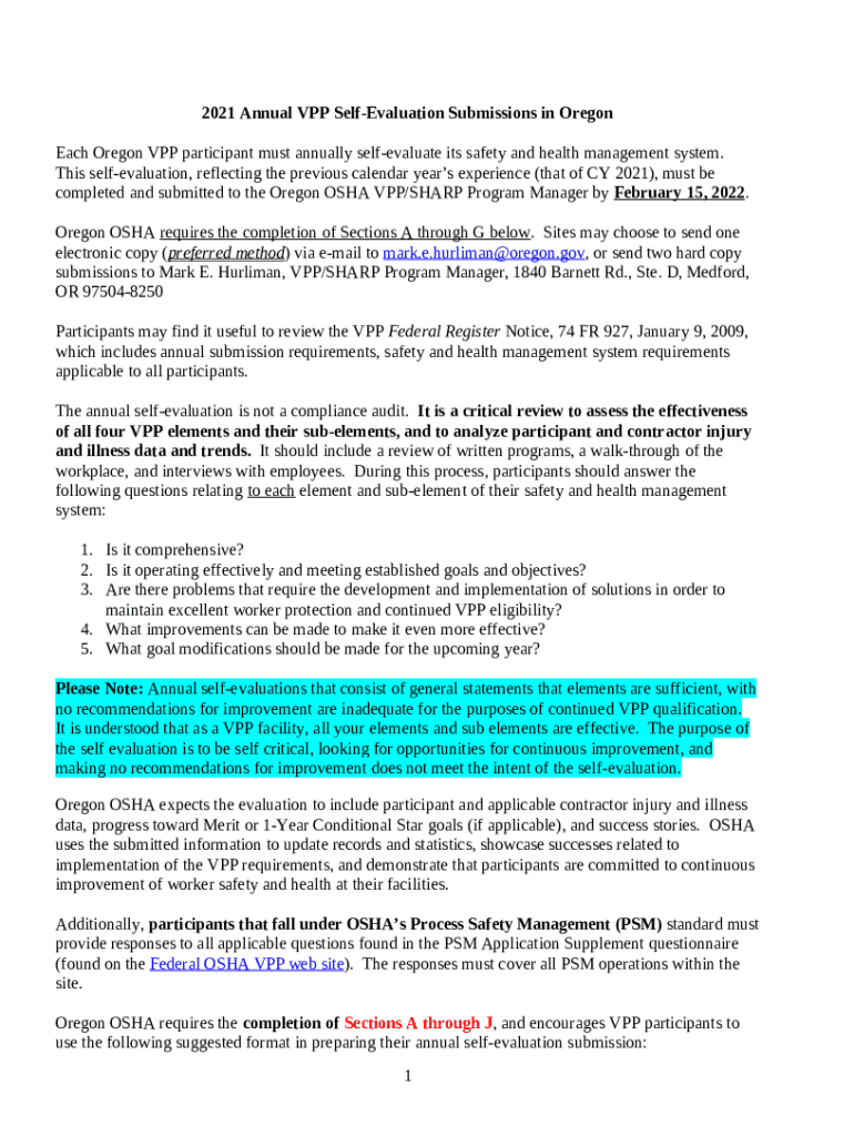 Suggested at for Oregon VPP Sites Annual Submission - osha oregon Doc ...