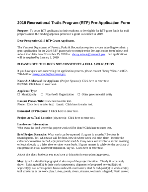 2019 Recreational Trails Program (RTP) Pre Application Doc Template ...