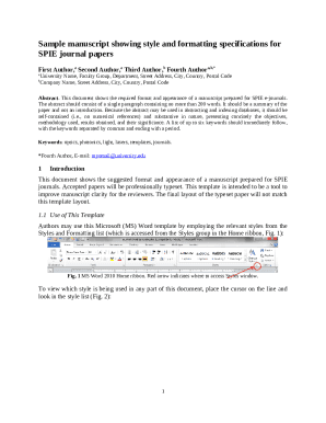 Sample manuscript showing style and atting specifications for SPIE ...