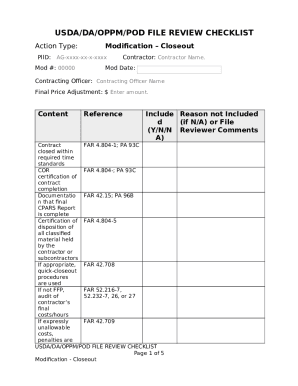 Action Type:Modification - Closeout Doc Template | pdfFiller