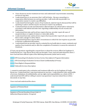 Fillable Online Consent for Treatment FormTemplate - Mental Health ...