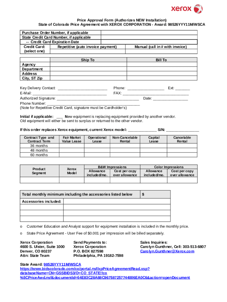 Price Approval (Authorizes NEW Installation) Doc Template | pdfFiller