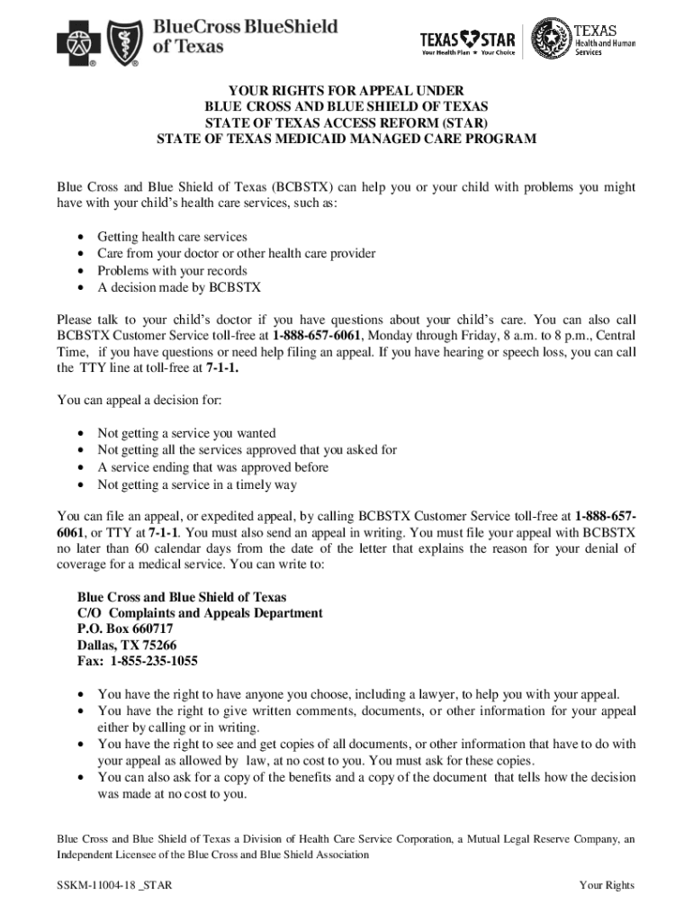 Fillable Online Claim Review and AppealBlue Cross and Blue Shield of ...