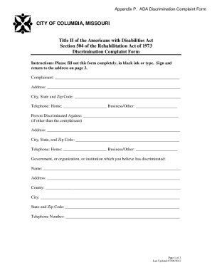 Fillable Online Americans with Disabilities Act (ADA) Sidewalk ...