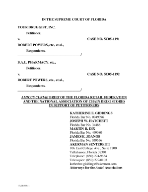 Fillable Online IN THE SUPREME COURT OF FLORIDA CASE NOS SC05-1191 ...