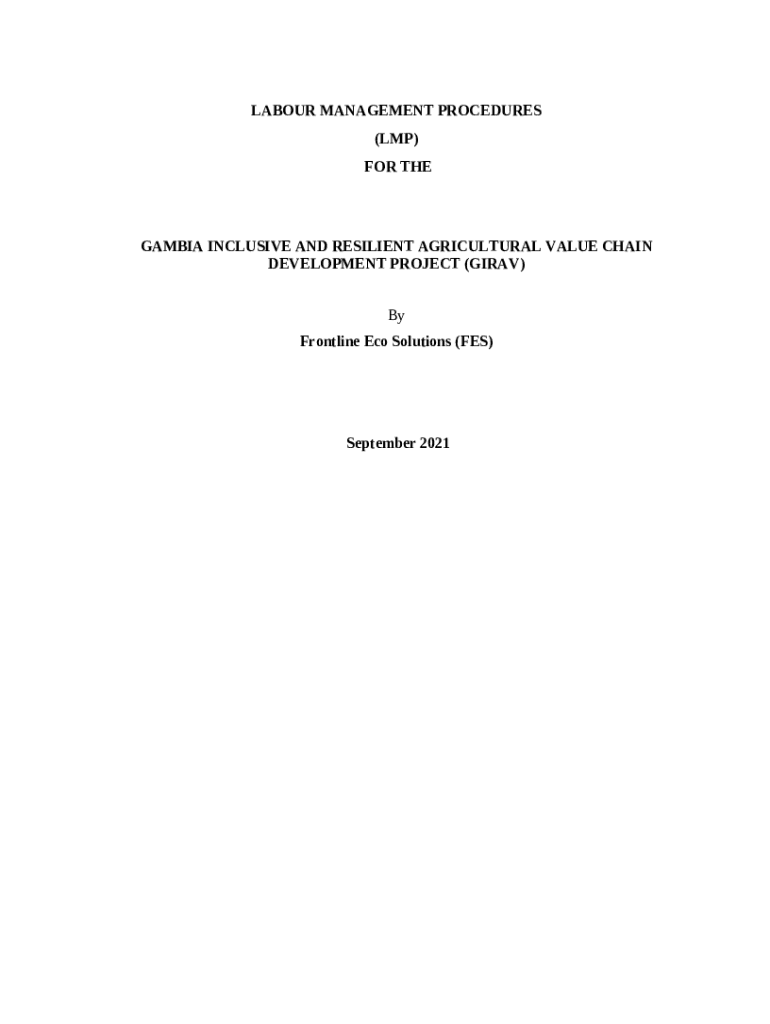 LABOUR MANAGEMENT PROCEDURES (LMP) FOR THE GAMBIA INCLUSIVE AND ... Doc ...