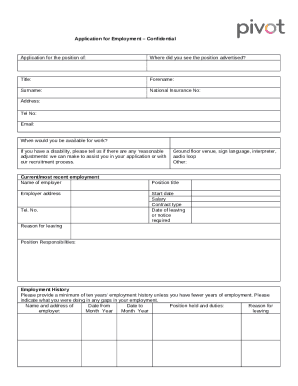 CONFIDENTIAL APPLICATION OF EMPLOYMENT Doc Template | pdfFiller