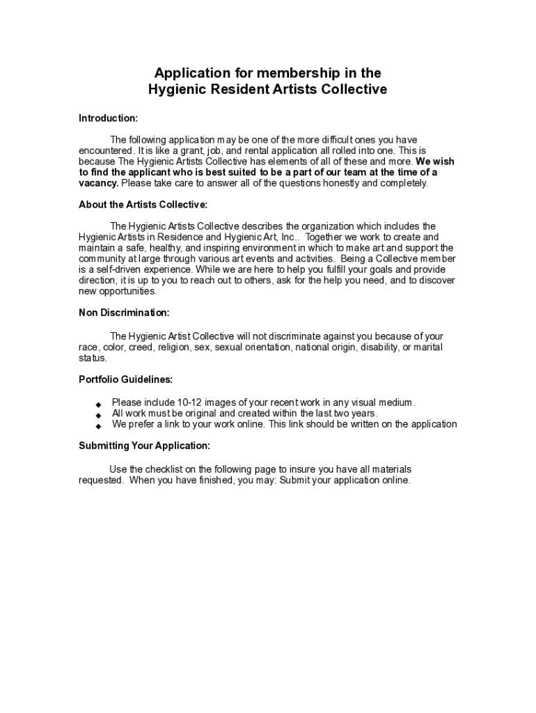 Fillable Online Artist Collective Application.210902.002 (1) Fax Email ...