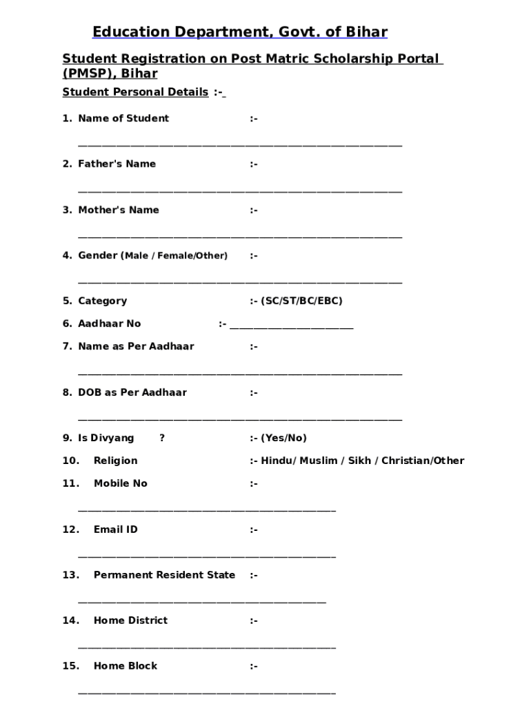 Education Department - Government of Bihar Doc Template | pdfFiller