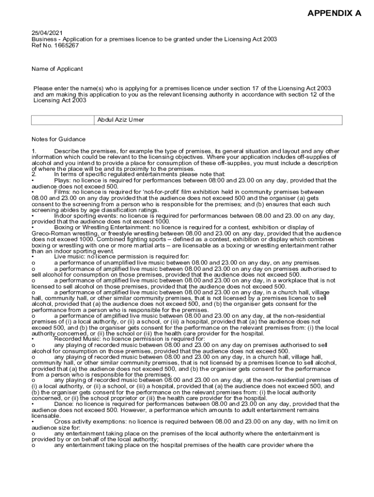Fillable Online The Licensing Act 2003 (Premises licences and club premises ... Fax Email Print ...