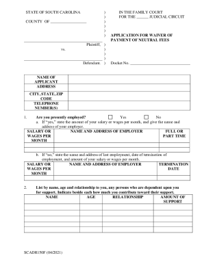 Fillable Online www.sccourts.orgformswordSTATE OF SOUTH CAROLINA ) IN ...