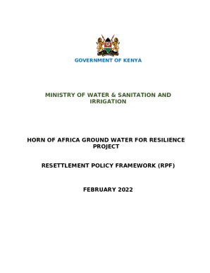 Resettlement Framework Horn of Africa - Groundwater for Resilience (P174867) Doc Template ...