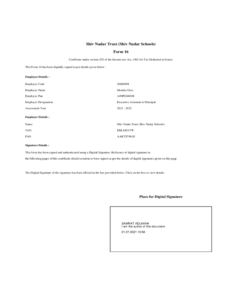 Fillable Online TDS certificate form 16/16A - incometaxindia.gov.in Fax ...