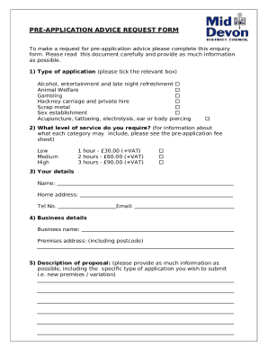 Get Pre-Application Advice Request And Fees - US Legal s Doc Template ...