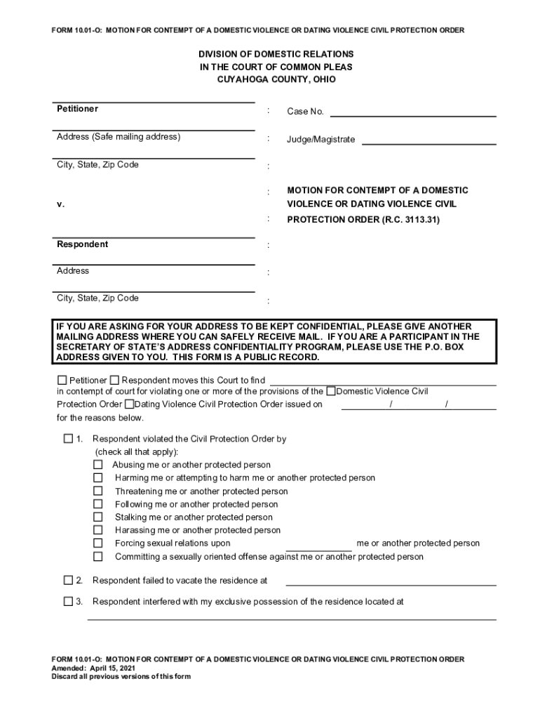 Fillable Online domestic cuyahogacounty www.supremecourt.ohio ...