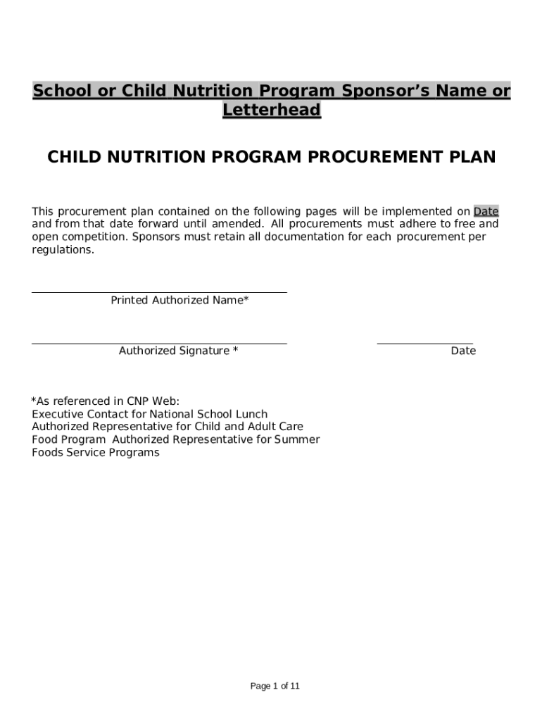 Procurement in School Nutrition Programs - School Nutrition (CA Dept of ... Doc Template | pdfFiller