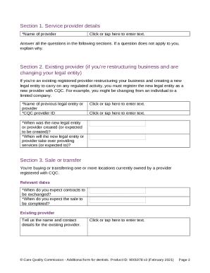 Additional for dentists - CQC Doc Template | pdfFiller