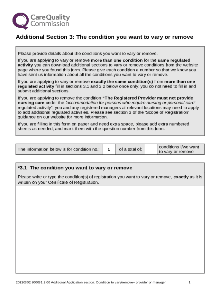 Additional location - application to remove locations - CQC Doc ...
