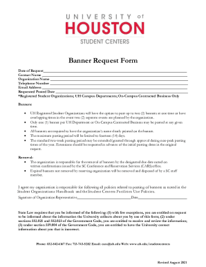 Fillable Online Banner Request Form - uh.edu Fax Email Print - pdfFiller