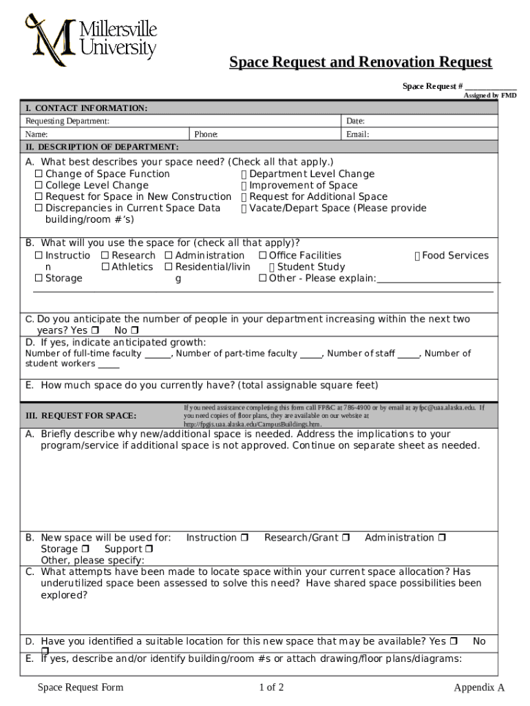 Space Allocation Request Millersville University Of Pennsylvania Doc Template Pdffiller