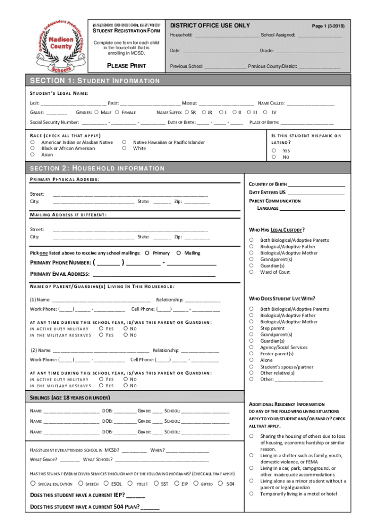 Fillable Online SECTION 1: STUDENT INFORMATION - Schoolwires Fax Email Print - pdfFiller