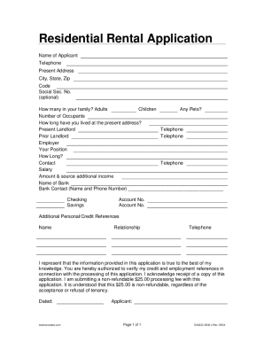 Fillable Online Rental Application Form: Free Rental ...