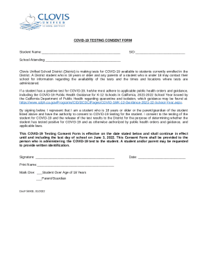 COVID-19 TESTING CONSENT Doc Template | pdfFiller