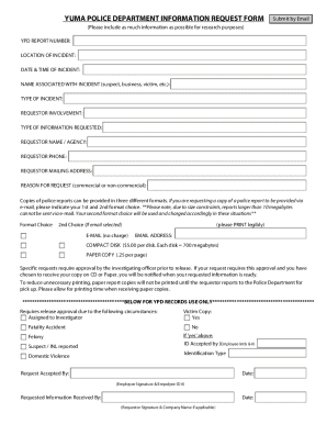 Fillable Online YUMA POLICE DEPARTMENT INFORMATION REQUEST FORM Fax ...