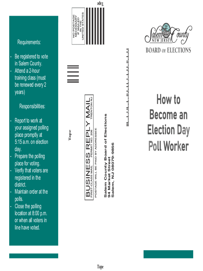 Fillable Online How to Become an Election Day Poll Worker Fax Email ...
