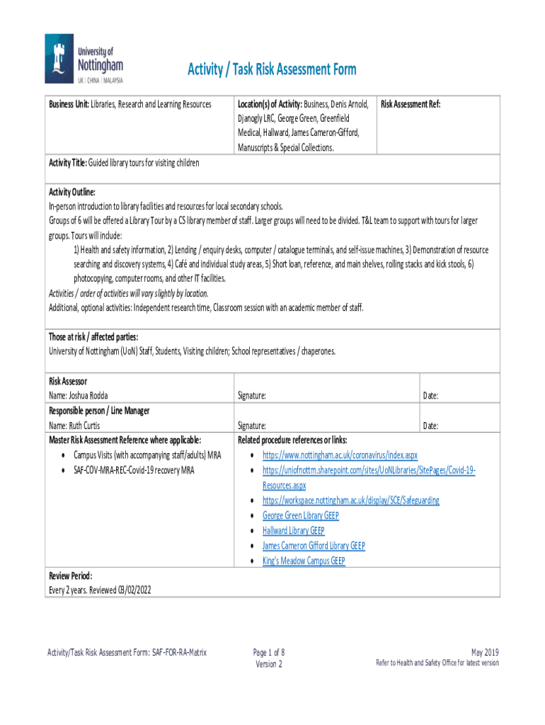 Fillable Online www.coursehero.comfile58749538Risk Assessment Worksheet ...