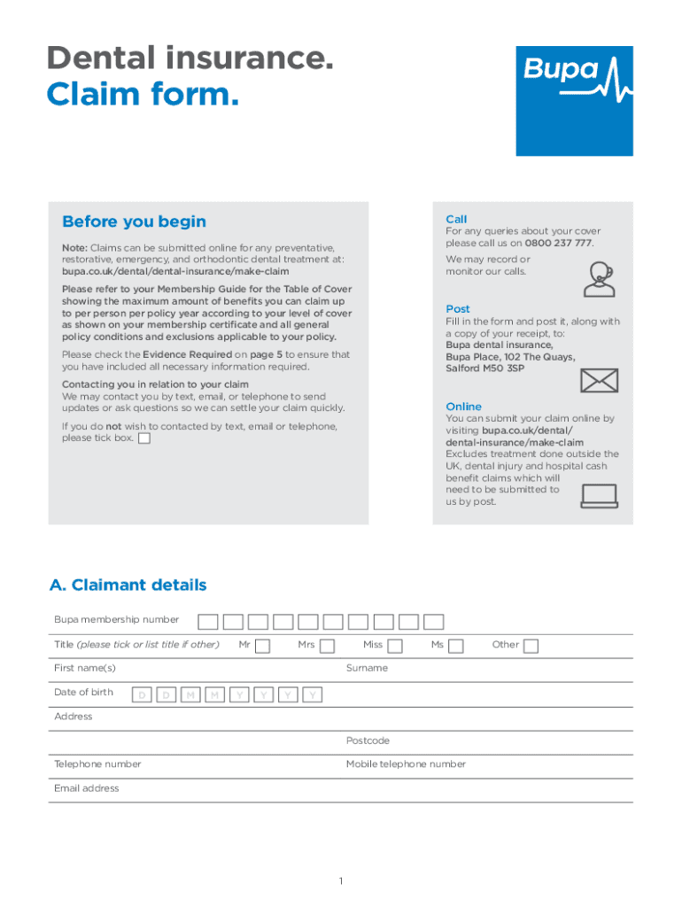 Fillable Online cocodoc.comformada-dental-insurance-claim-formBlank Ada ...