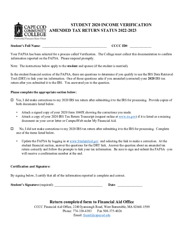 Fillable Online 2022-2023 Amended Taxes - student fillable complete Fax ...