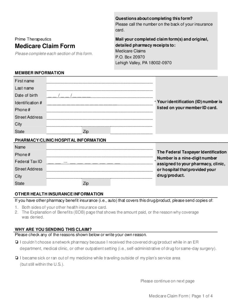 Fillable Online www.myprime.comALLRIClaimReimbursementMedicare Part D Drug Claim Form - myprime ...
