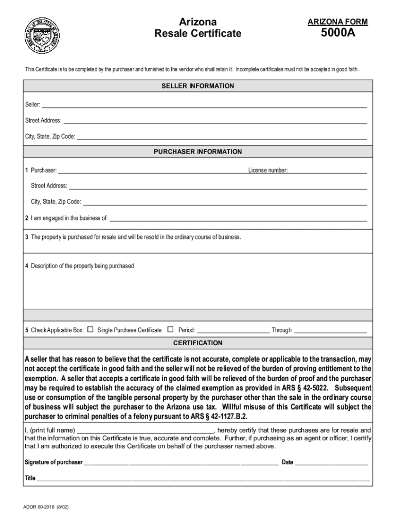 Fillable Online www.cisco.comdownloadsblankstateArizona Form 5000A ...
