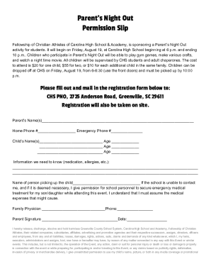 Fillable Online Parents Night Out Fax Email Print - pdfFiller