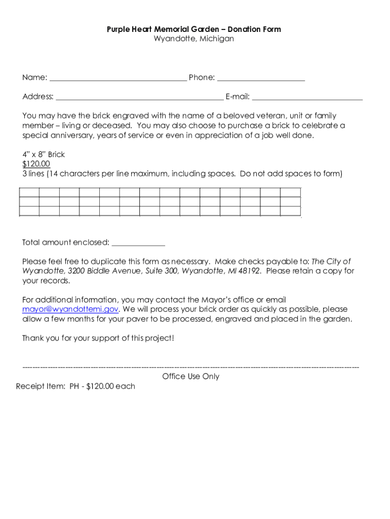 Fillable Online www.pdffiller.com205421182-PurpleHeartMemorialFillable ...