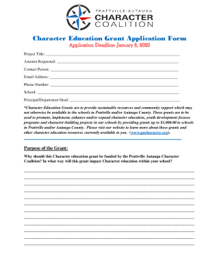 Fillable Online Character Education Grant Application Form Fax Email ...